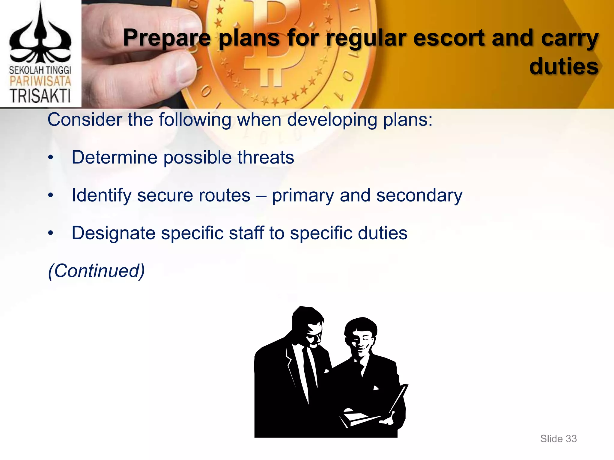 Part 1 escort, carry and store valuable items | PPTX