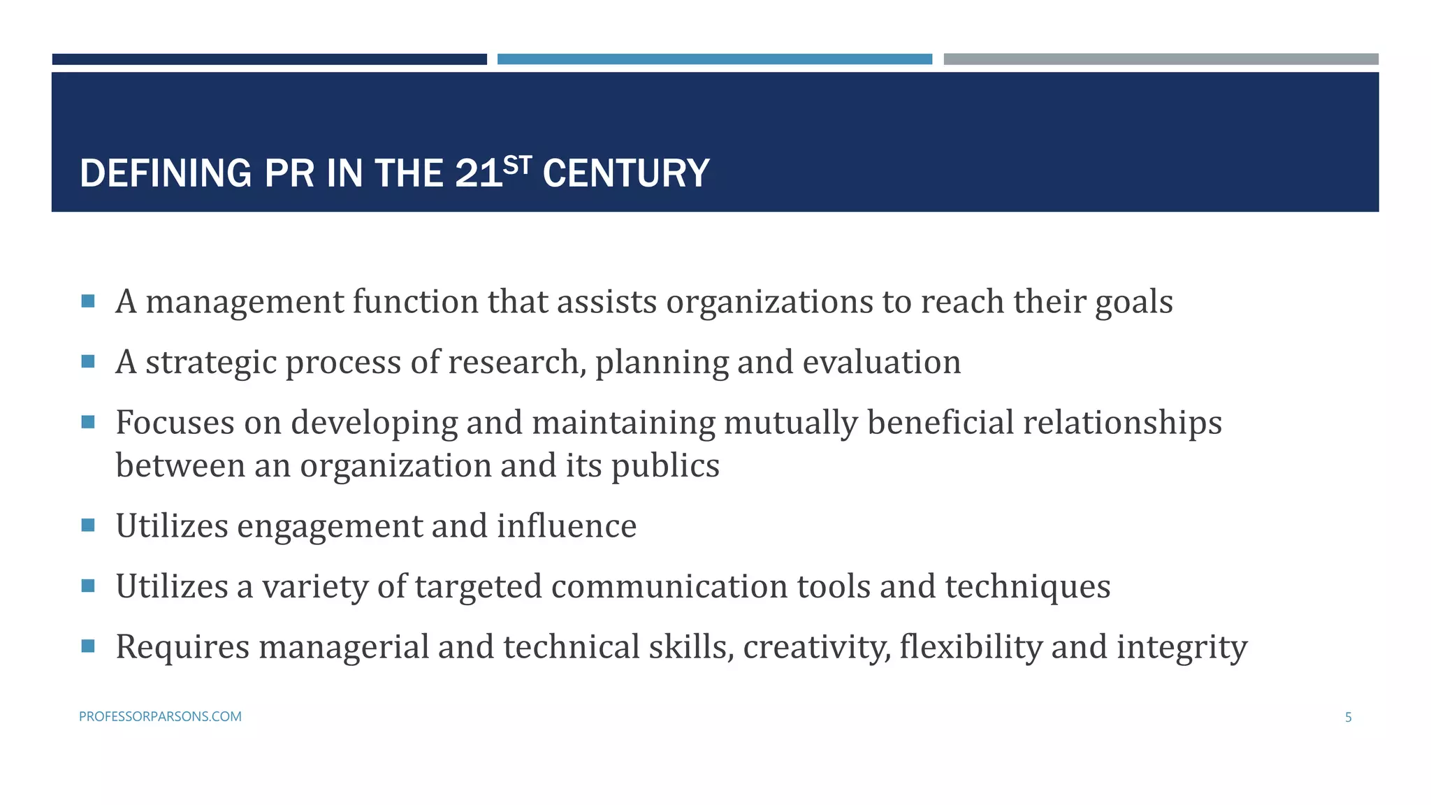 Public Relations Planning Course Public Part 1: Introduction to PR ...