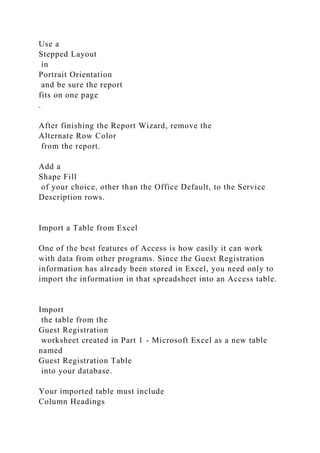Part 1 - Microsoft ExcelUse Excel to create a workbook containin.docx