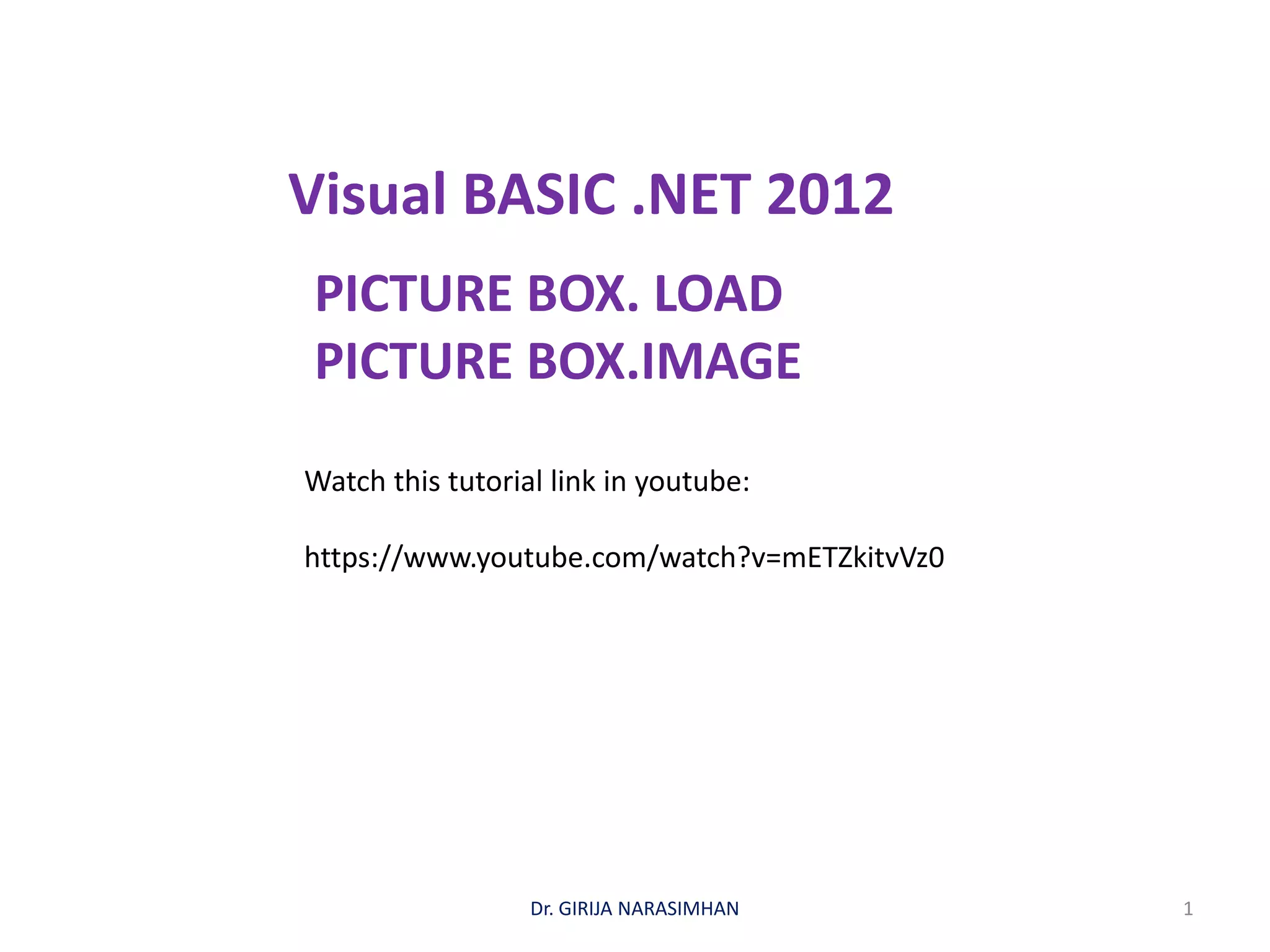 Part 1 picturebox using vb.net