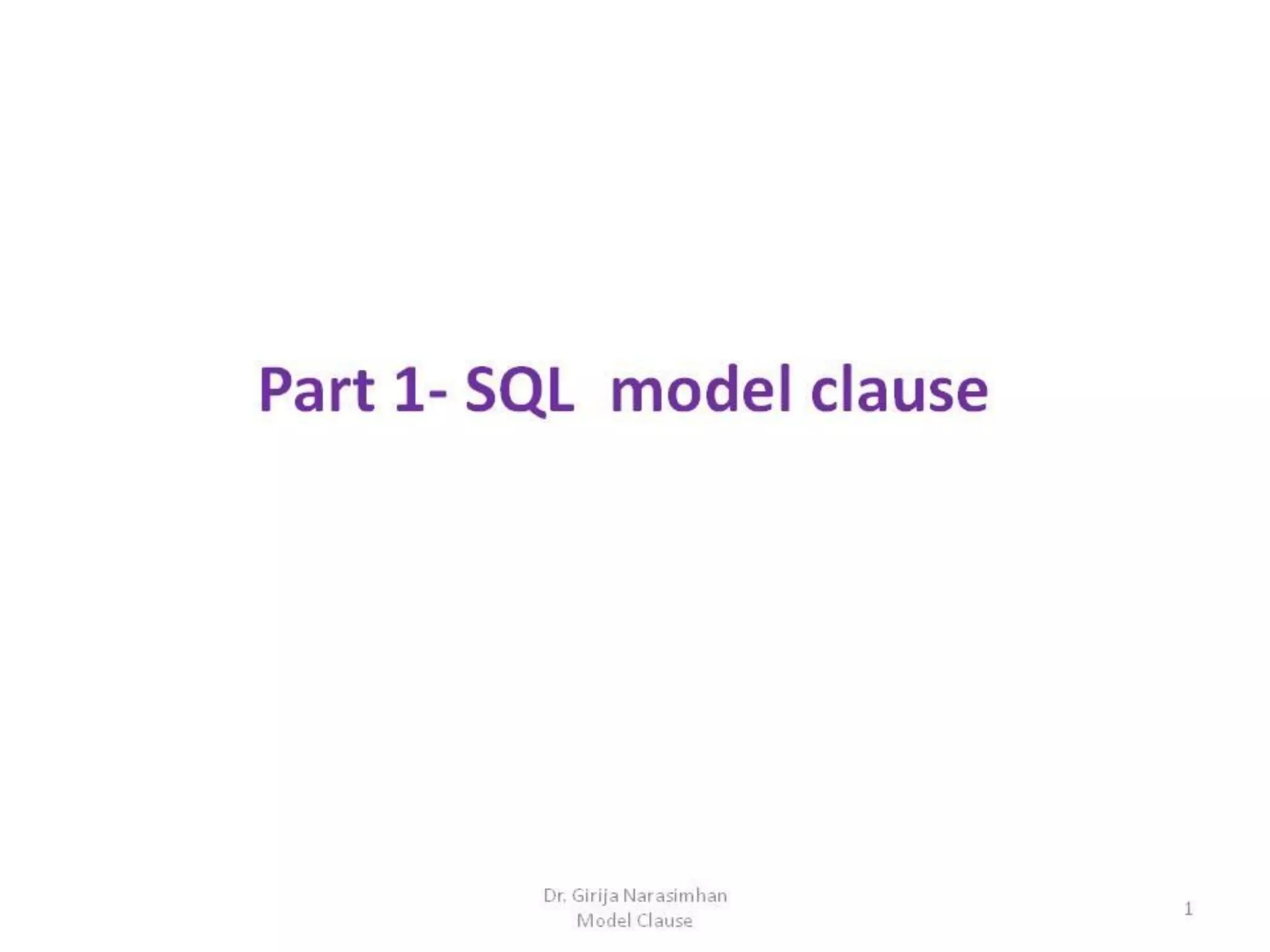 Part 1 sql model clause | PDF