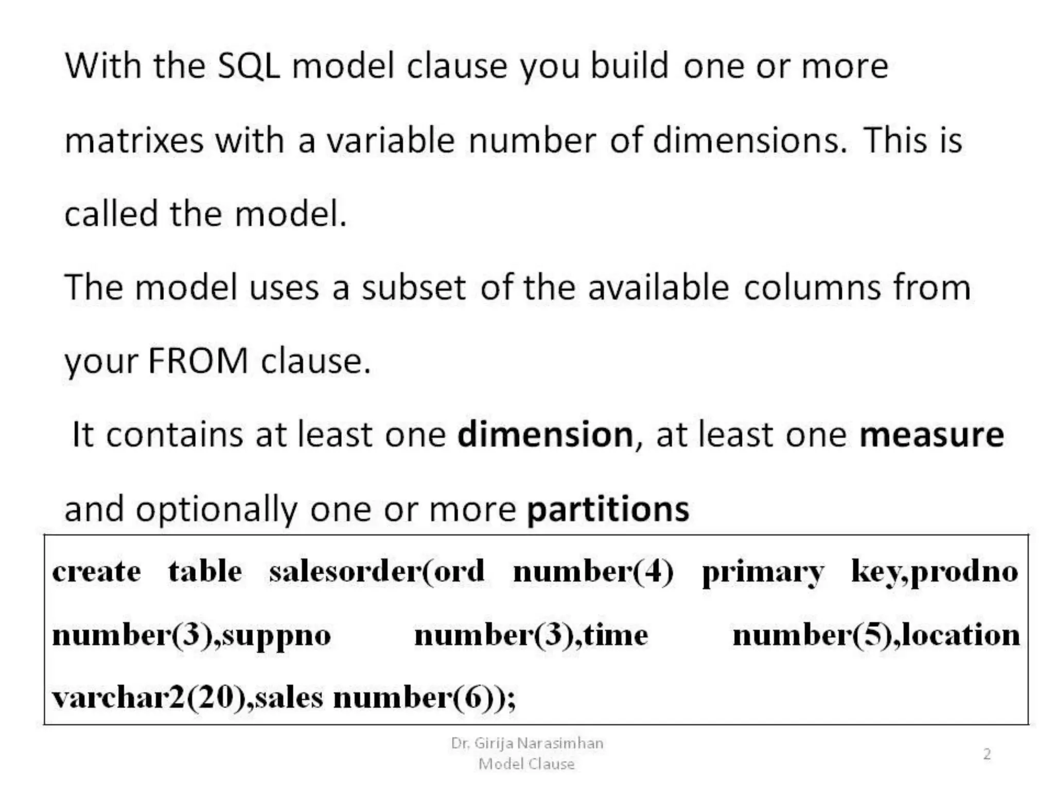 Part 1 sql model clause | PDF