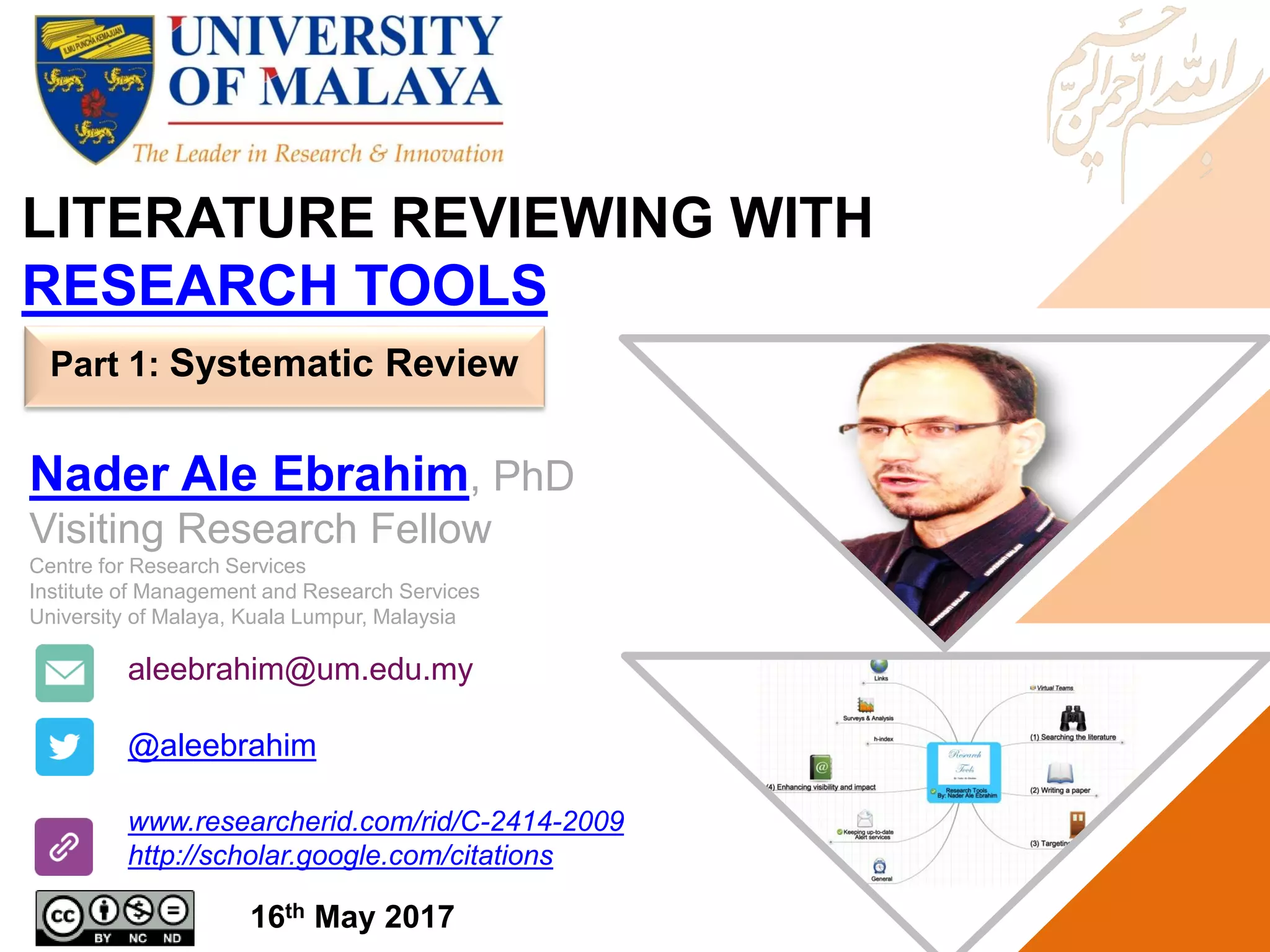 LITERATURE REVIEWING WITH RESEARCH TOOLS, Part 1: Systematic Review | PPT