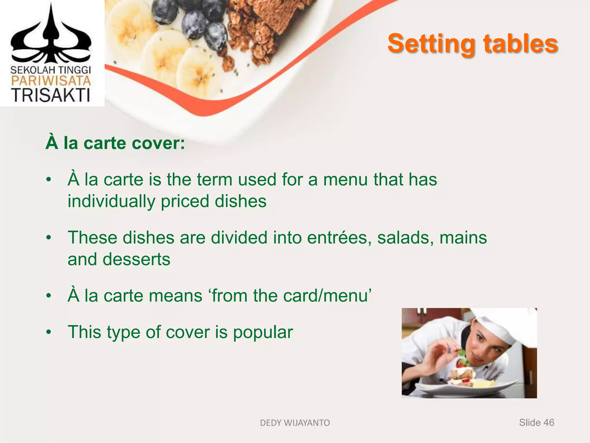 Part 1 take food orders and provide table service | PPTX