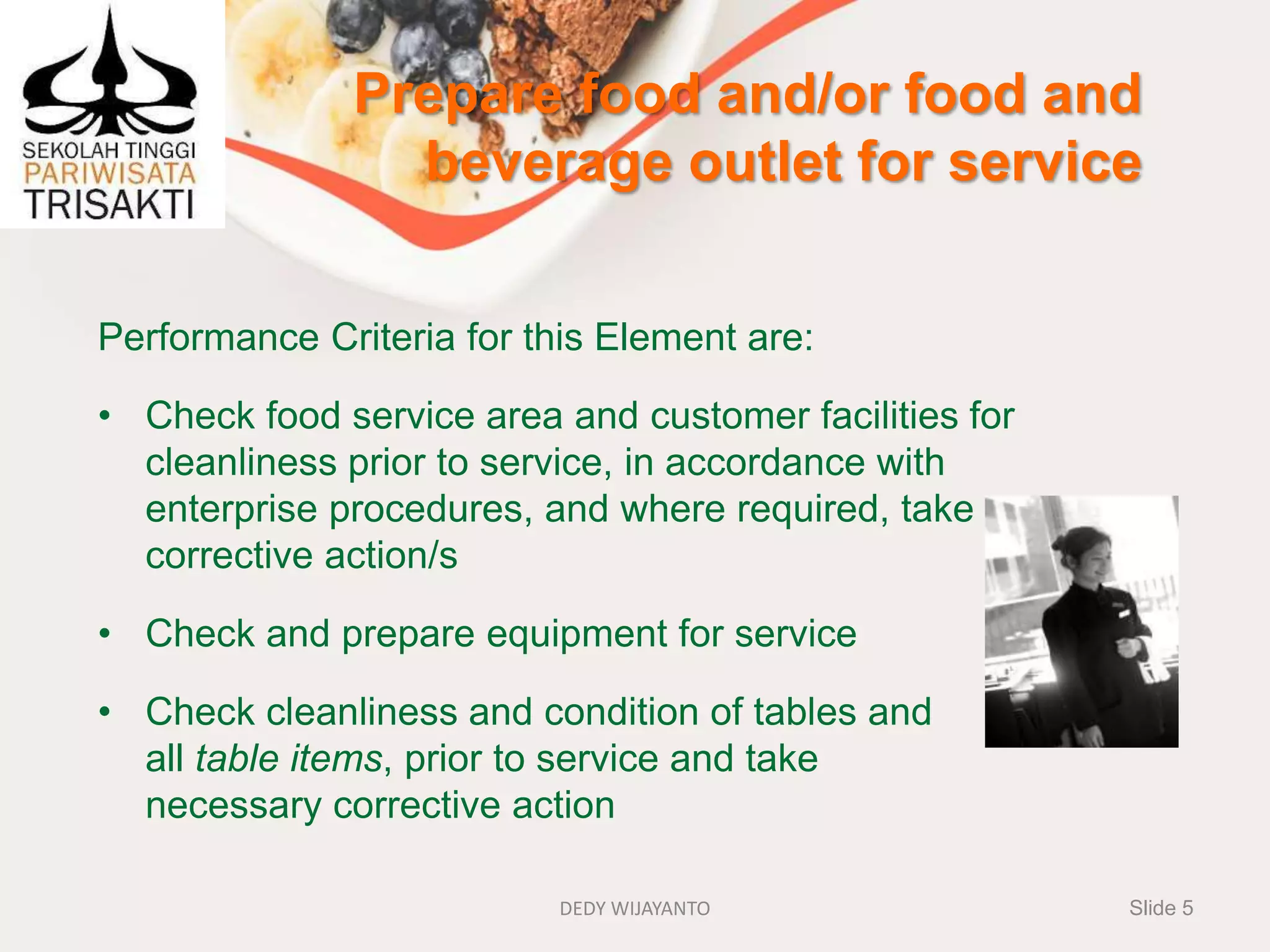 Part 1 take food orders and provide table service | PPTX