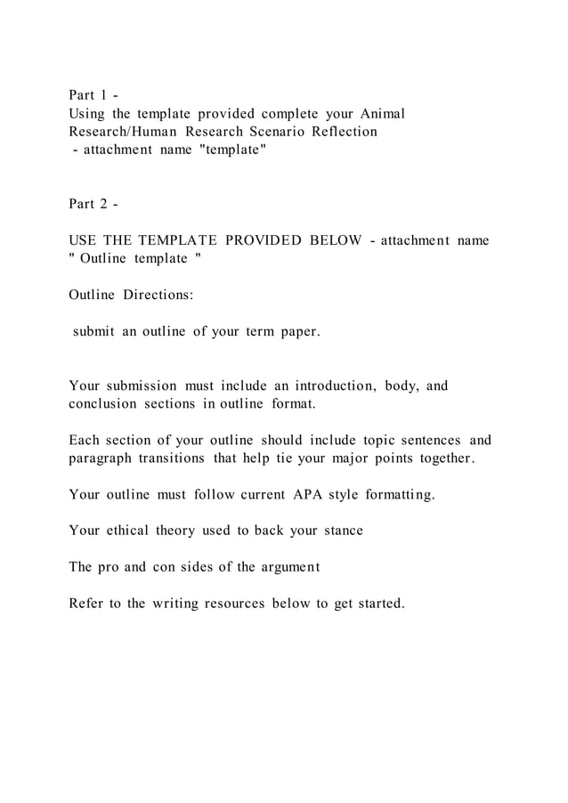 Part 1 - Using the template provided complete your Animal Researc | DOCX