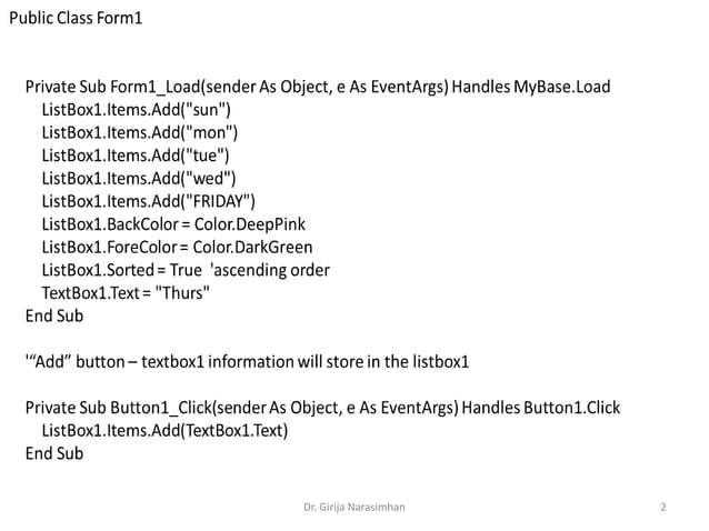 Part 10 Listbox Using