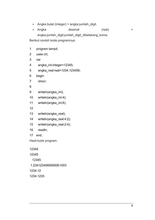 Part 10: Penggunaan serta Perbedaan Write dan Writeln | PDF | Free Download