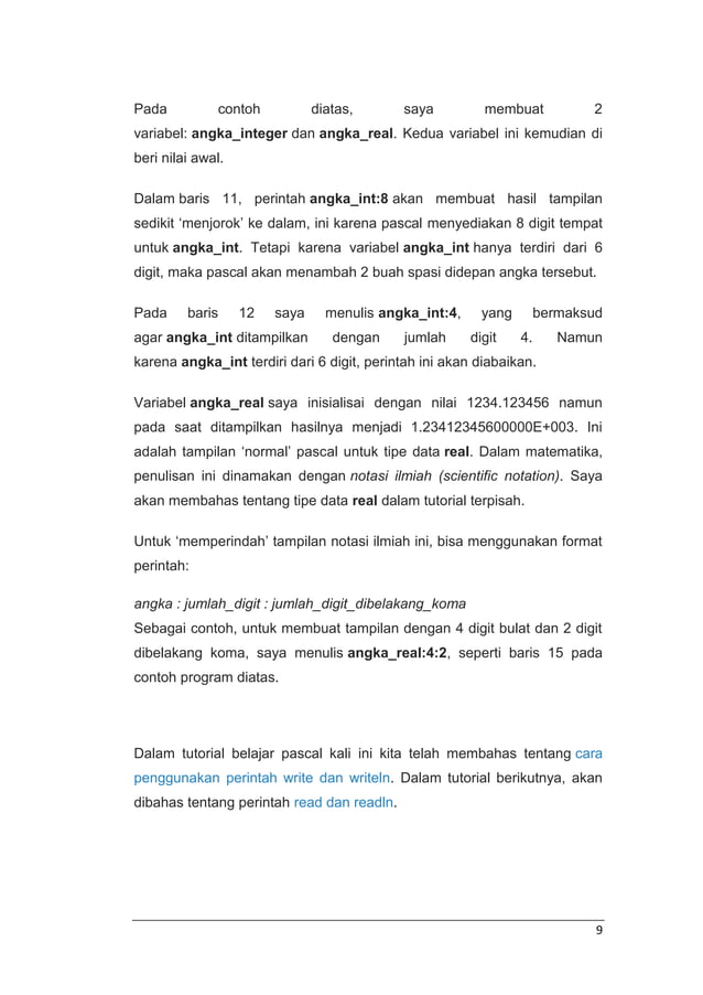 Part 10: Penggunaan serta Perbedaan Write dan Writeln | PDF Part 10: Penggunaan serta Perbedaan Write dan Writeln | PDF