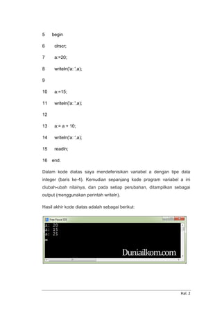 Part 12: Penggunaan Tipe Data Integer | PDF
