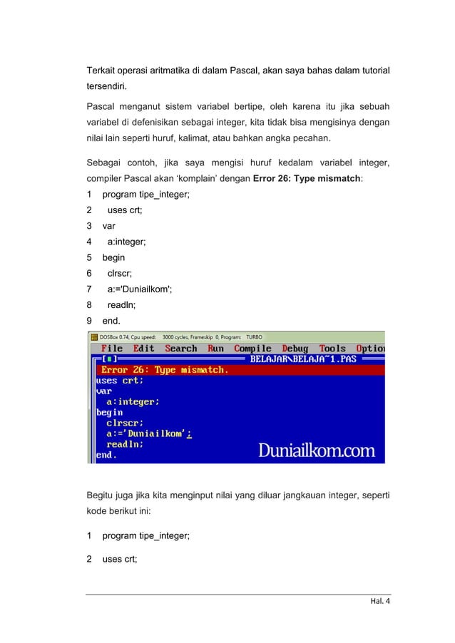 Part 12 Penggunaan Tipe Data Integer Pdf