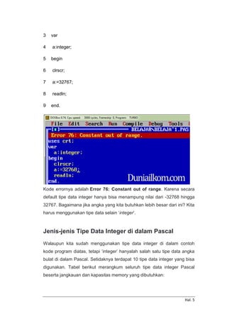 Part 12: Penggunaan Tipe Data Integer | PDF