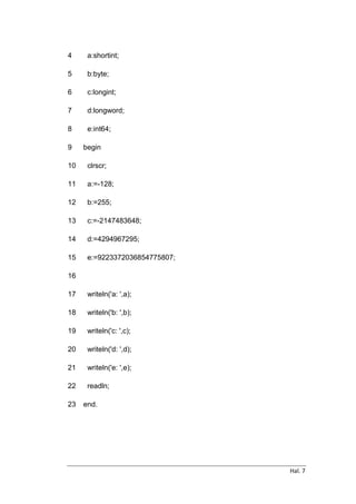 Part 12: Penggunaan Tipe Data Integer | PDF