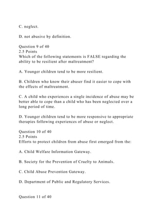 Part 12Question 1 of 402.5 PointsWhen cleaning blood spills.docx