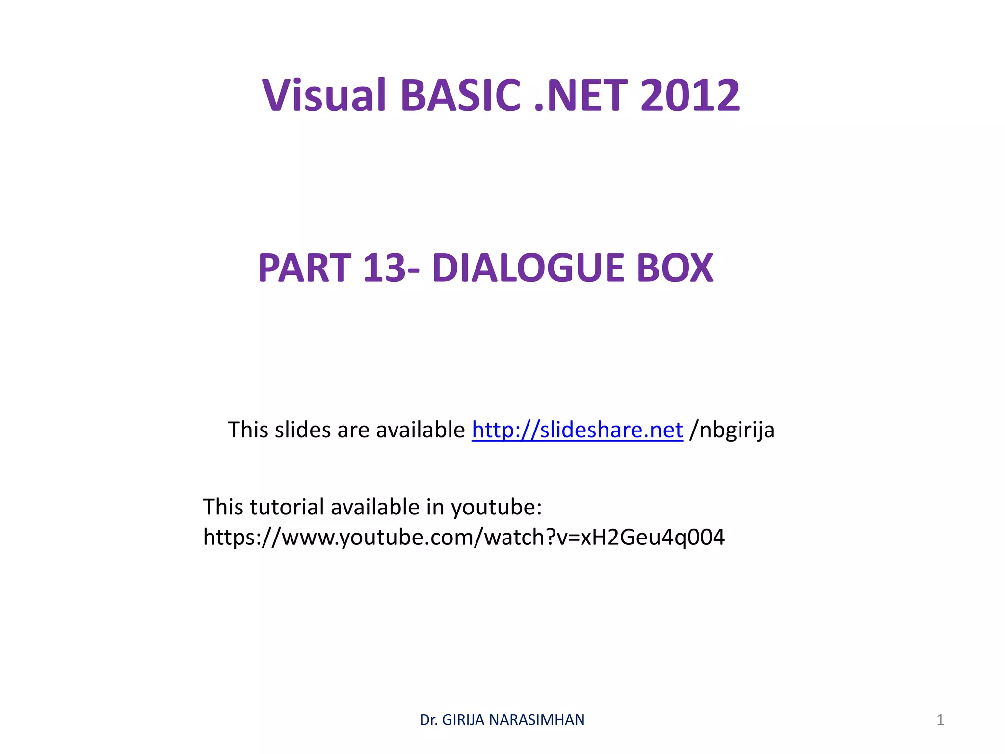 Part 13 dialogue box vb.net