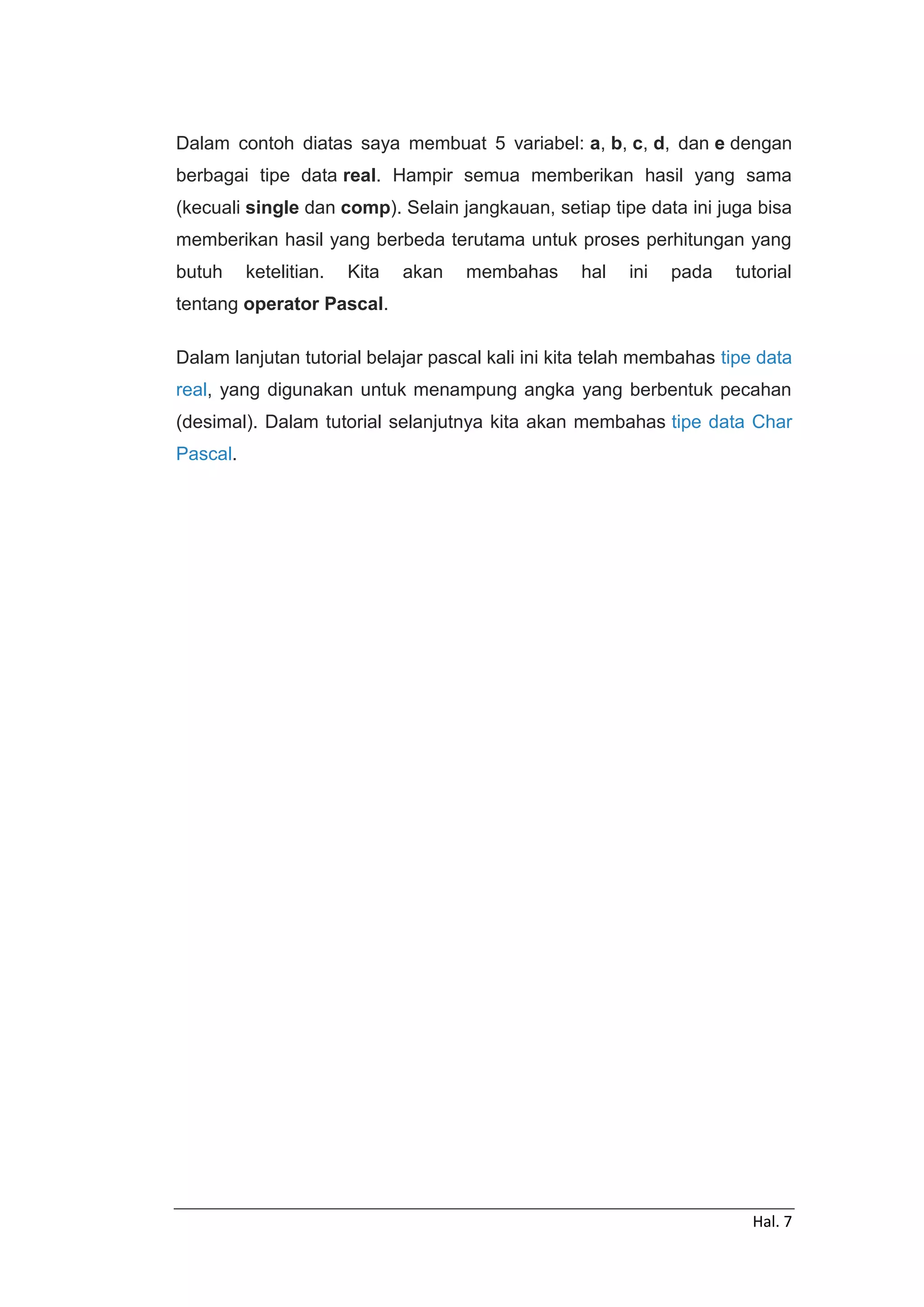 Part 13: Penggunaan Tipe Data Real | PDF