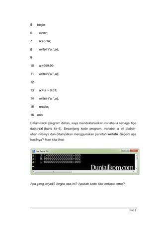 Part 13: Penggunaan Tipe Data Real | PDF