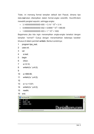 Part 13: Penggunaan Tipe Data Real | PDF