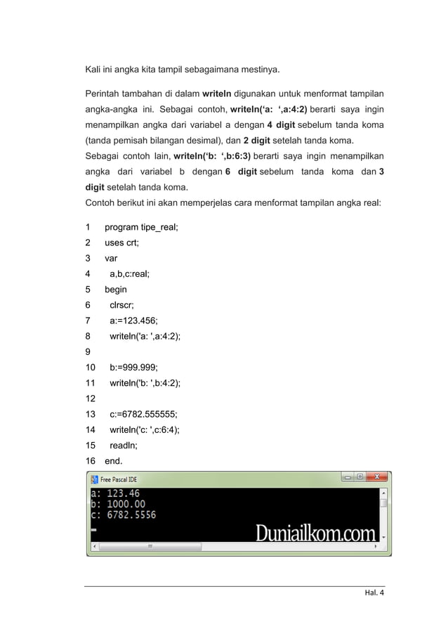 Part 13: Penggunaan Tipe Data Real | PDF