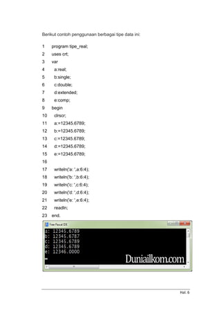 Part 13: Penggunaan Tipe Data Real | PDF