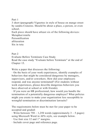 Part 13 short (paragraph) Vignettes in style of house on mango s.docx ...