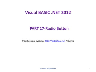 Part17 radio button using vb.net 2012 | PPTX