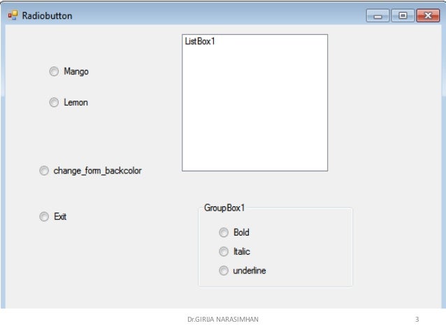 Part17 Radio Button Using 2012
