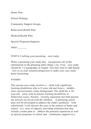 PART 1 CREATE YOUR PARENTING CASE STUDY TOPICUsing the pl.docx