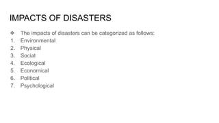 disaster management notes on disaster impacts | PDF
