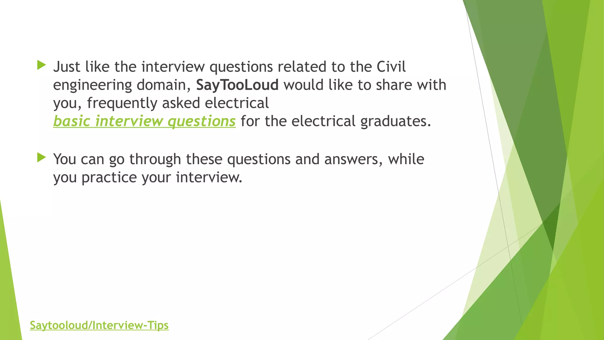 Part 1: frequently asked electrical engineering interview questions ...