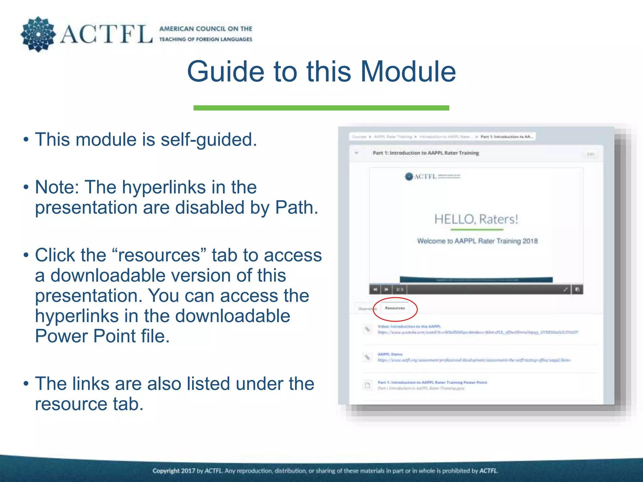 Part1: Introduction to AAPPL Rater Training | PPTX