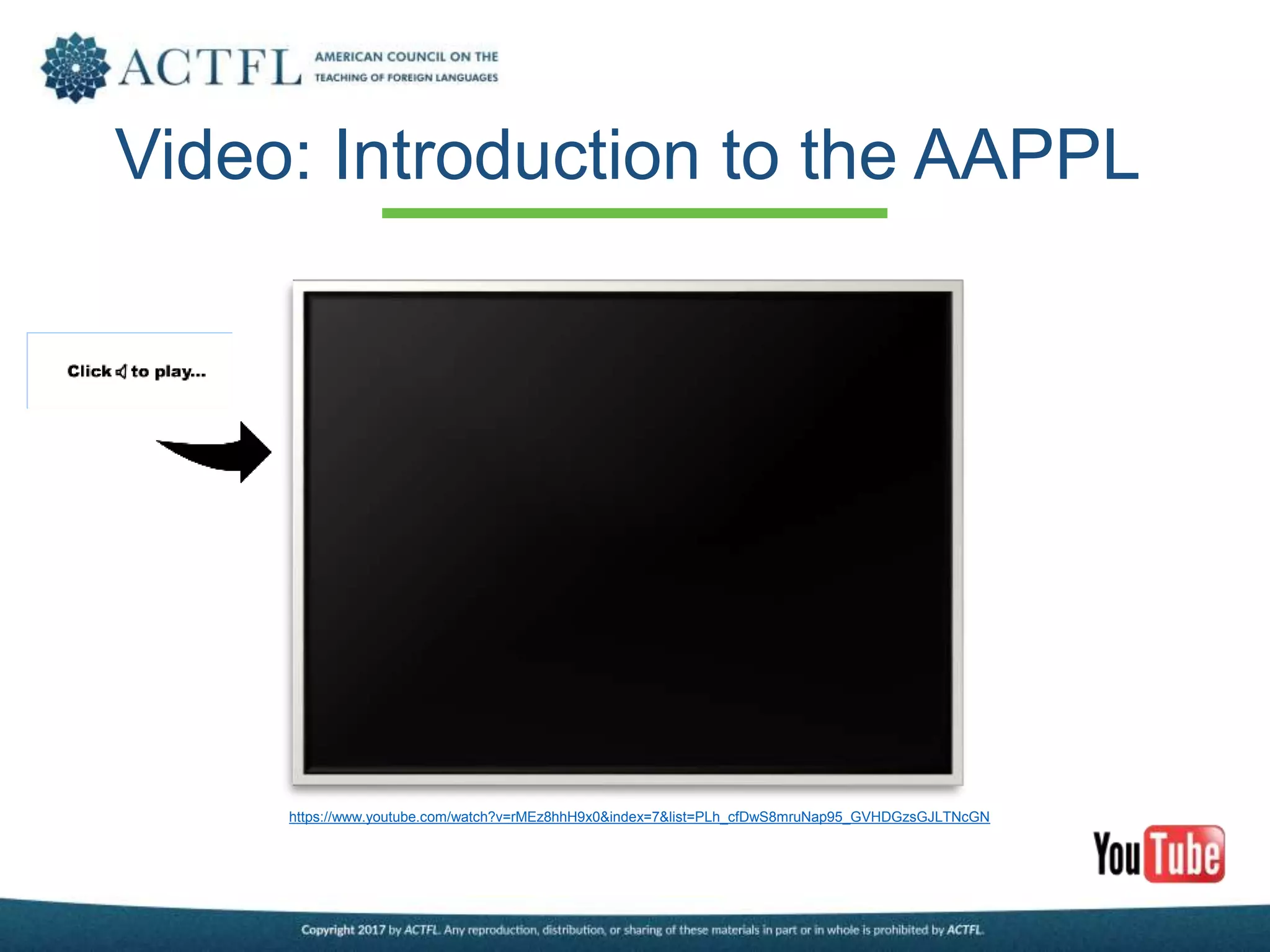 Part1: Introduction to AAPPL Rater Training | PPTX