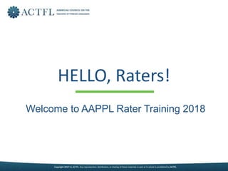 Part1: Introduction to AAPPL Rater Training | PPTX