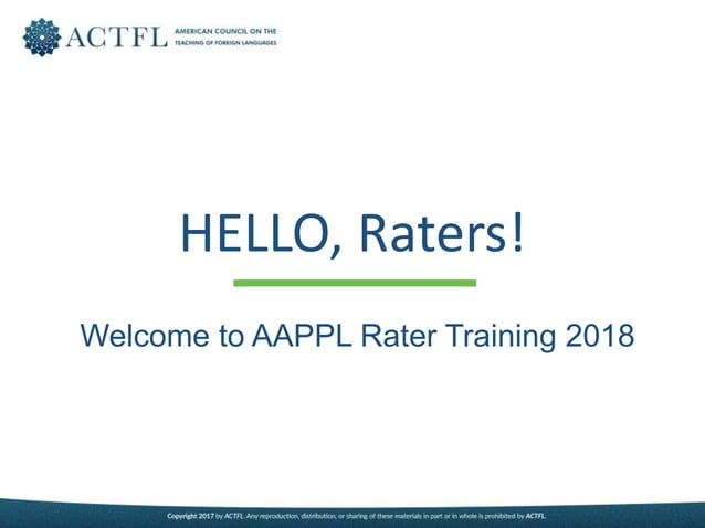 Part1: Introduction to AAPPL Rater Training | PPT