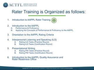 Part1: Introduction to AAPPL Rater Training | PPTX