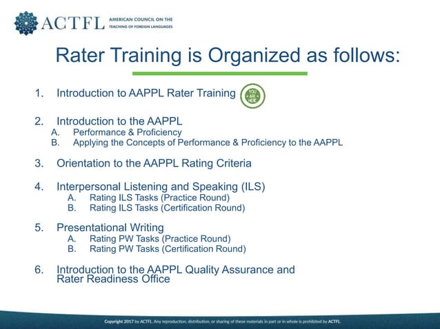 Part1: Introduction to AAPPL Rater Training | PPT
