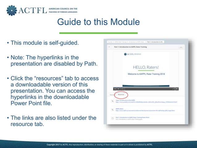 Part1: Introduction to AAPPL Rater Training | PPT