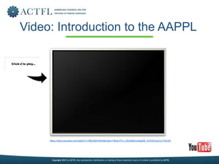 Part1: Introduction to AAPPL Rater Training | PPTX