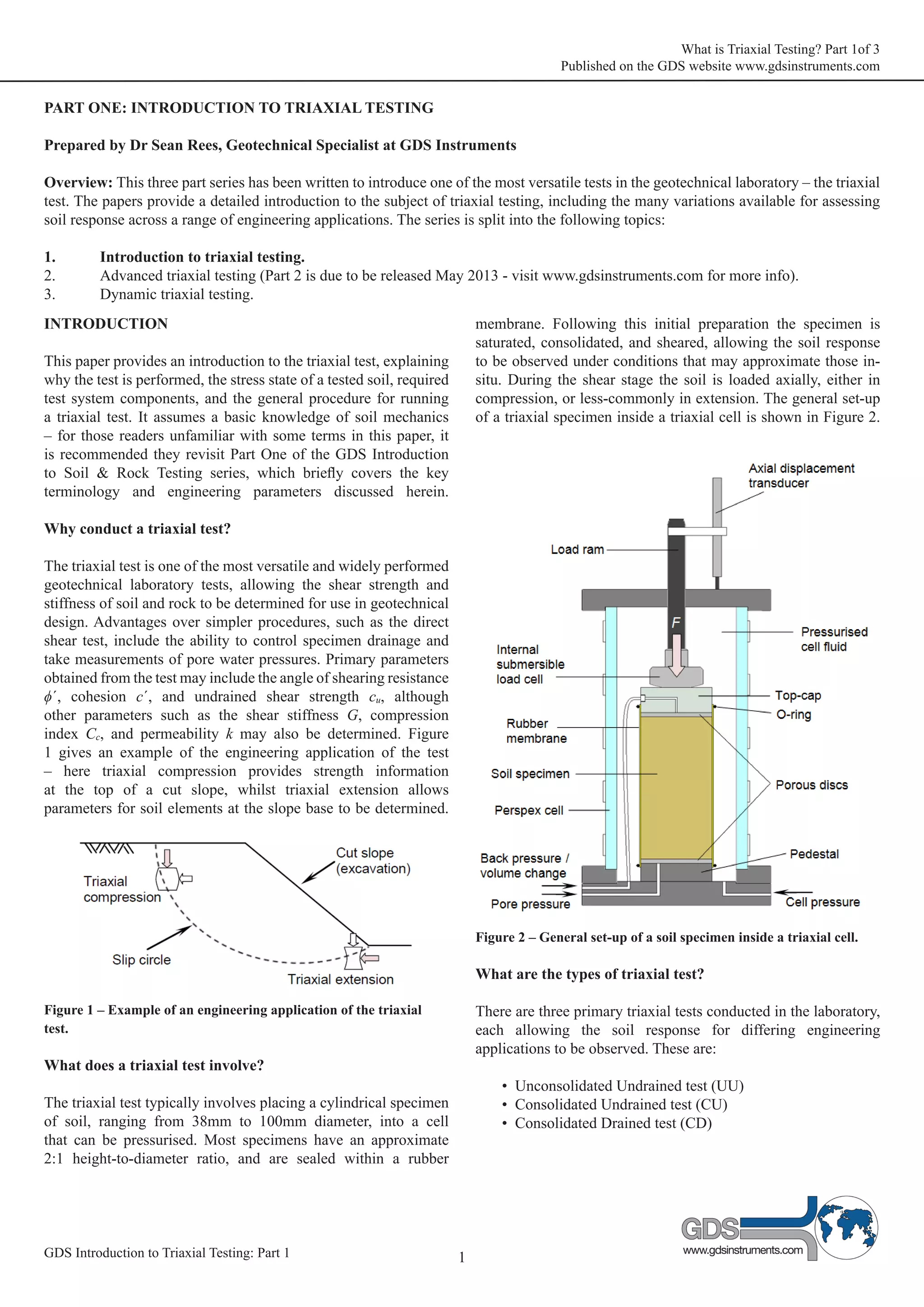 Part 1 introduction to triaxial testing | PDF