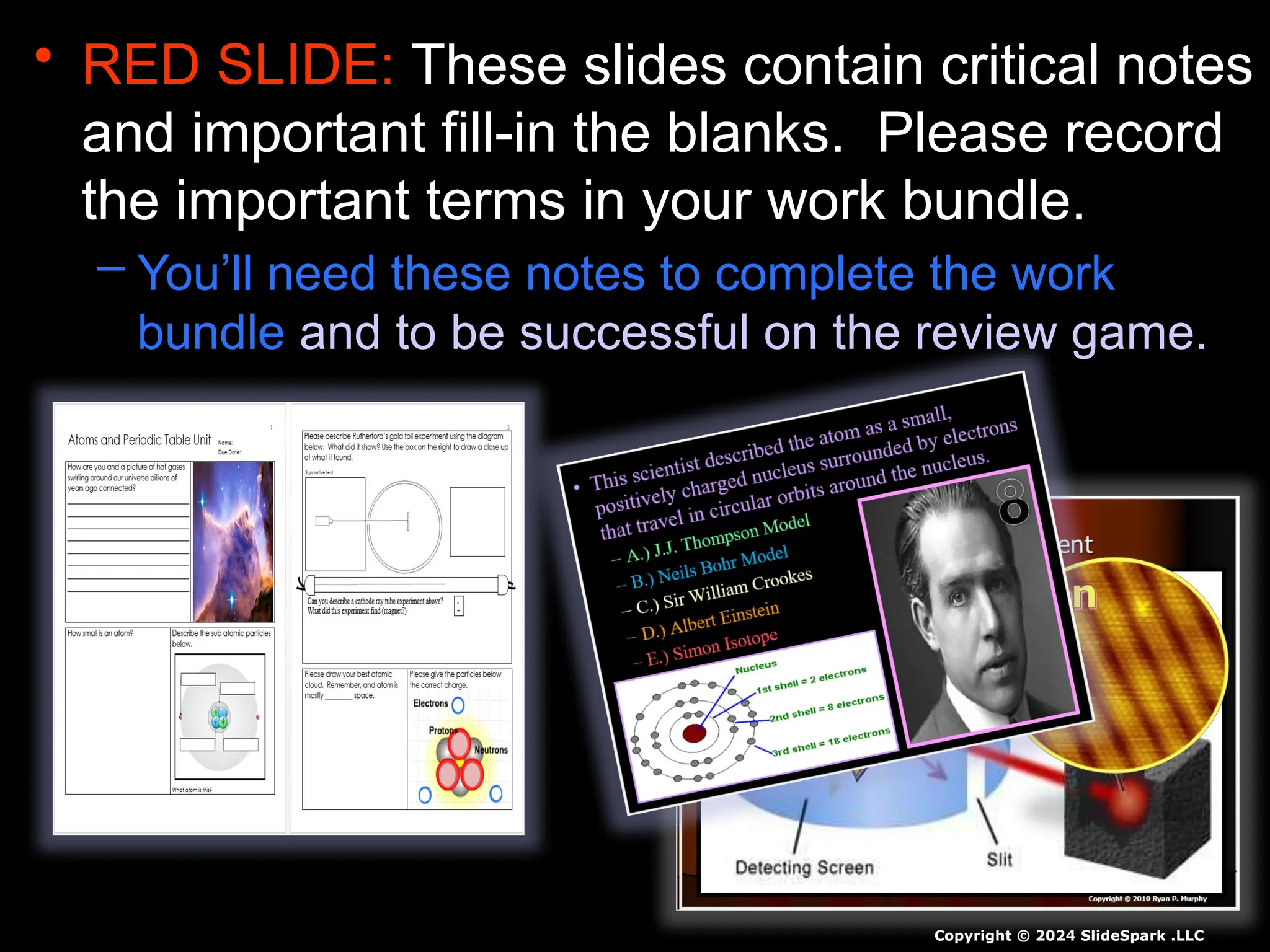 Structure of Atoms Lesson for Middle School from SlideSpark Science | PPTX
