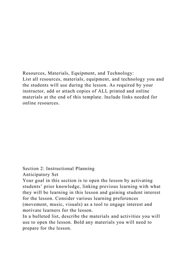 Part 1 Lesson Plan Analysis 30.0 Lesson plan analysis is comp.docx