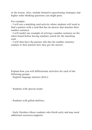 Part 1 Lesson Plan Analysis 30.0 Lesson plan analysis is comp.docx