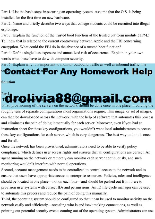 Part 1 List the basic steps in securing an operating system. Assume.pdf | Operating Systems ...