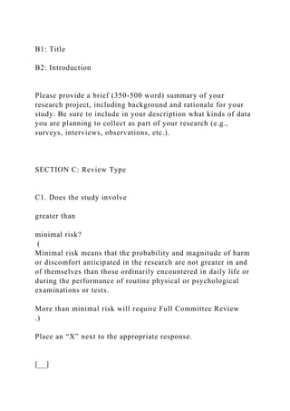 Part 1MOCK IRB Application Instructions Type your informa.docx