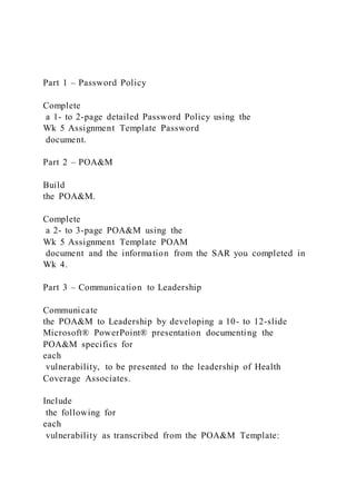 Part 1 – password policy complete a 1 to 2-page detailed p | PDF