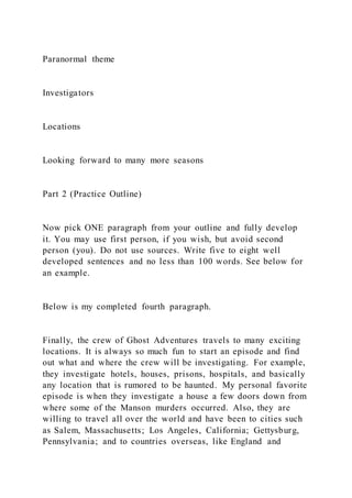 Part 1 (Practice Outline)Since we are only practicing organiza | PDF