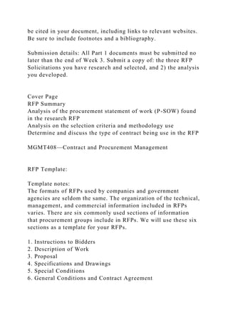PART 1 Search RFP solicitations - IT Related, and write an analys.docx