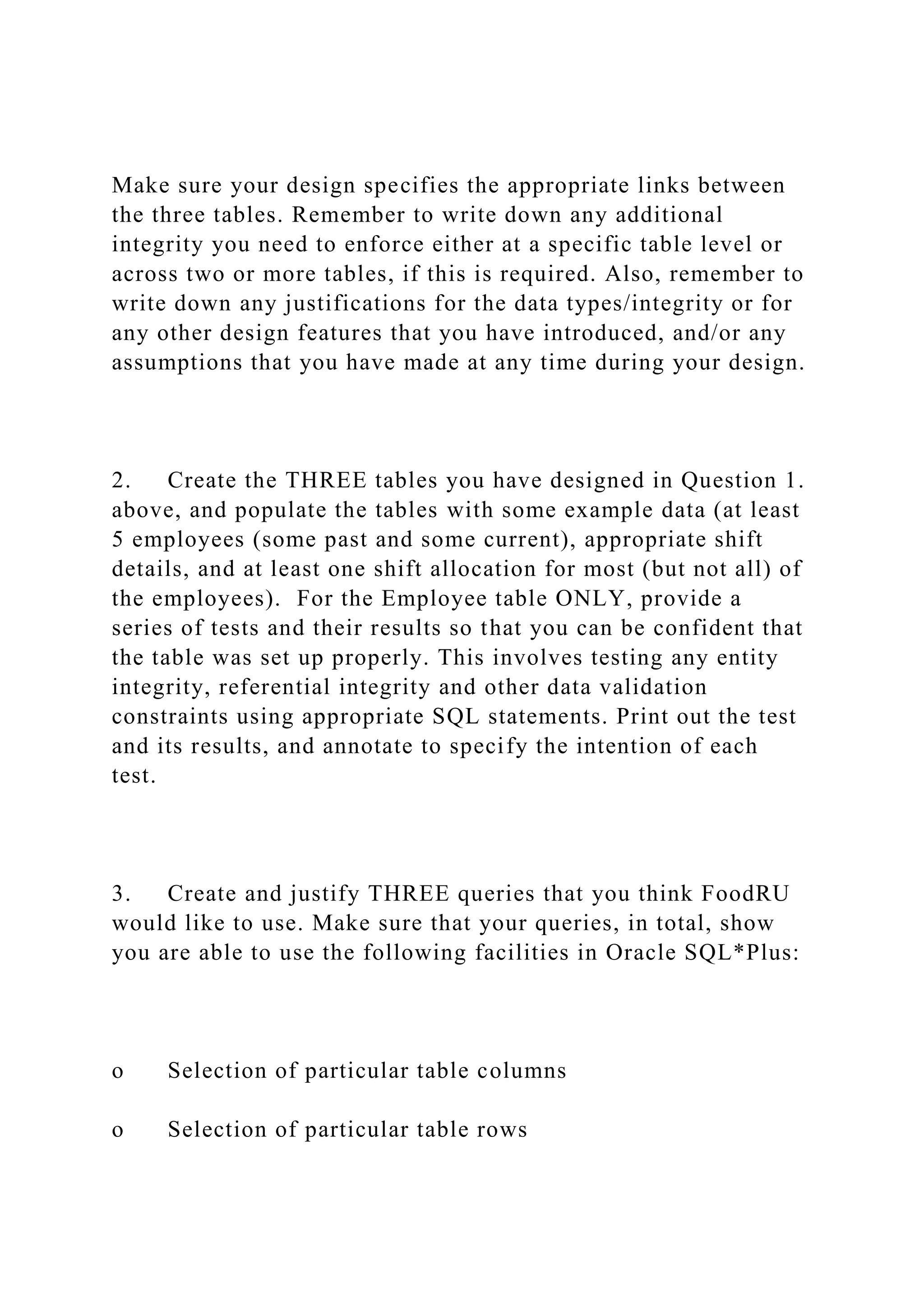 Part 1 SQLDatabase workScenarioDevelopment of a relationa.docx