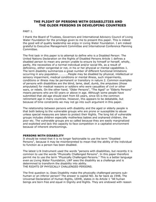 LIVING WATER FOUNDATION Part 1.The Plight Of Persons With Disabilities ...