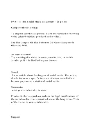 PART 1 THE Social Media assignment - 25 pointsComplete the .docx